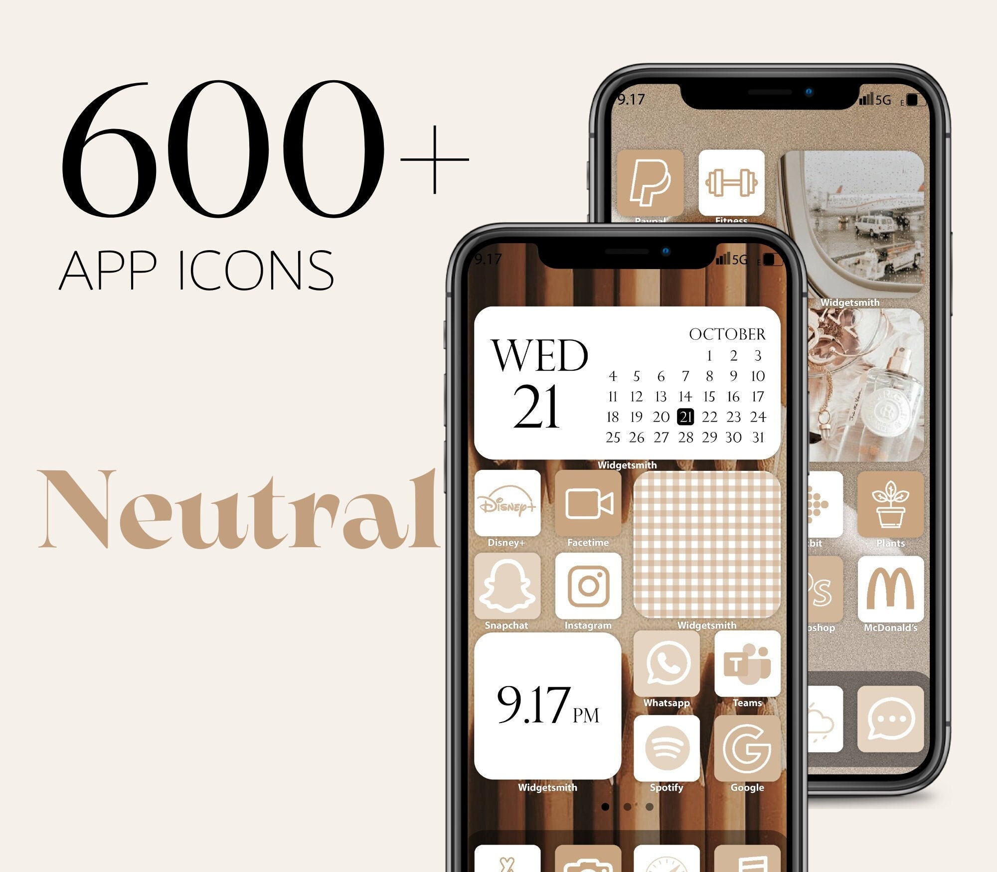 600 NEUTRAL App Icons Digital Handmade App Icons Ios 14 - Etsy