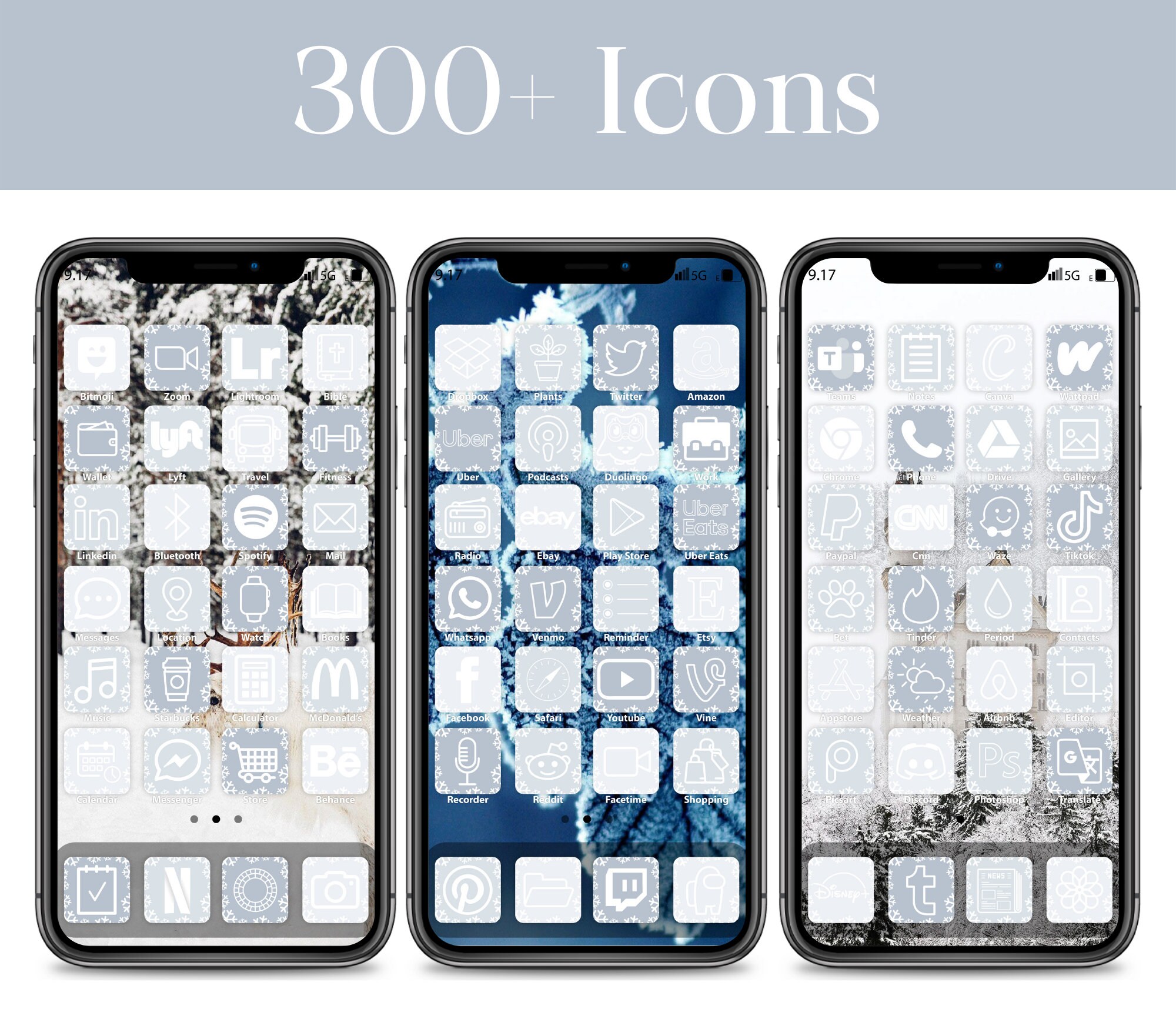 WINTER-WHITE App Icon Pack 300 Winter Themed Ios14 Icons Digital ...