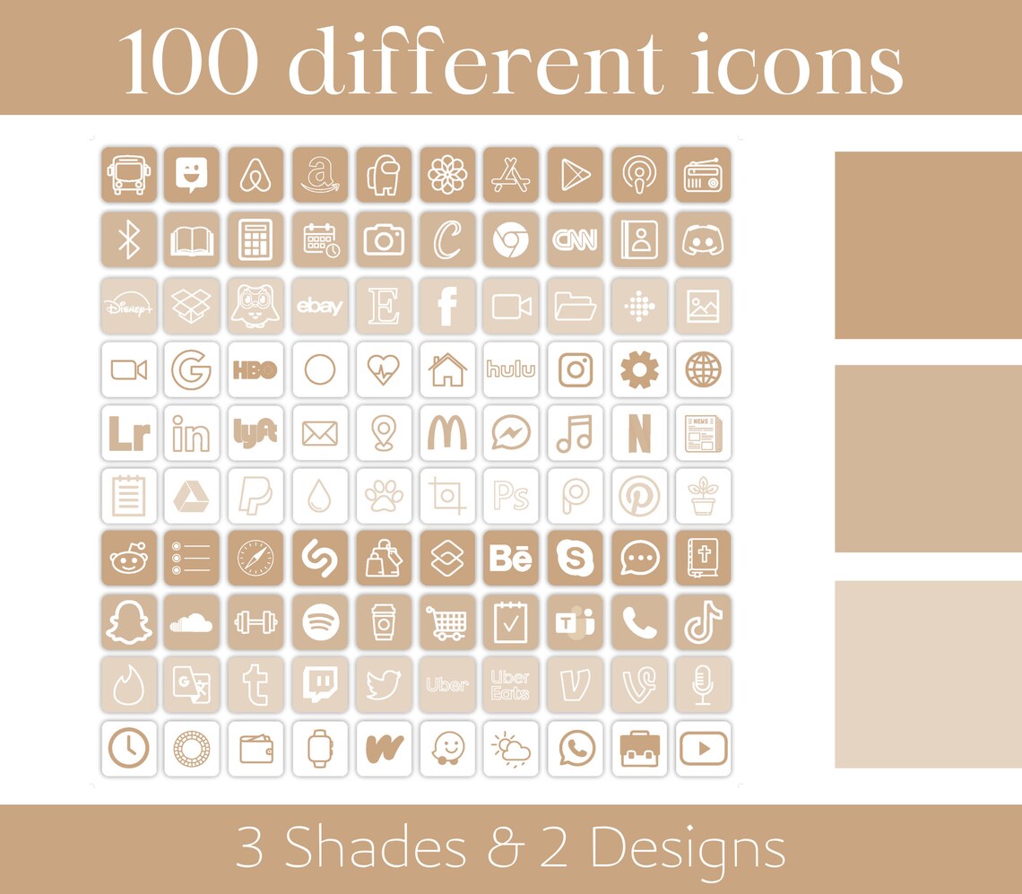 600 NEUTRAL App Icons Digital Handmade App Icons Ios 14 - Etsy