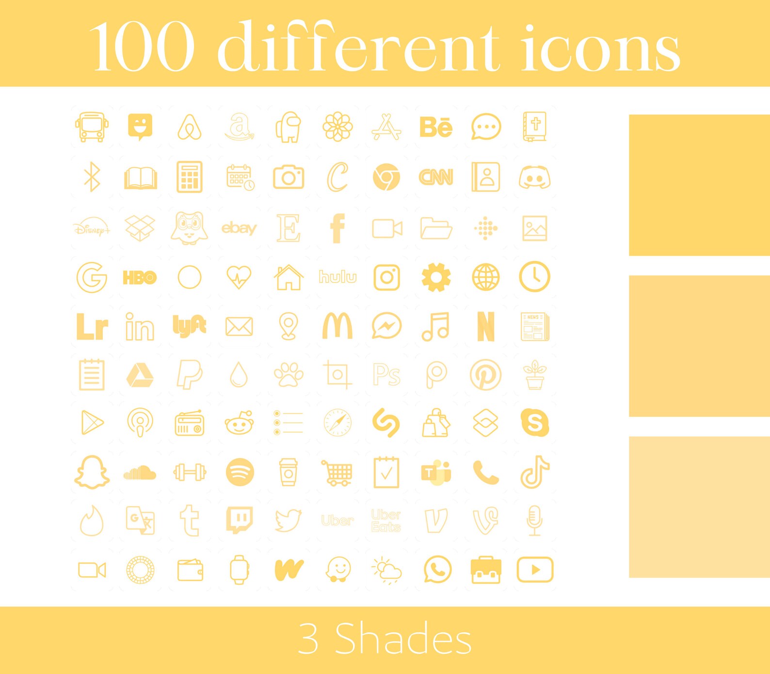 WHITE-YELLOW App Icon Pack 300 Yellow App Icons Digital Handmade App ...