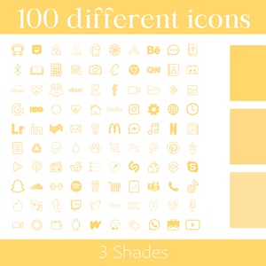 WHITE-YELLOW App Icon Pack 300 Yellow App Icons Digital Handmade App ...