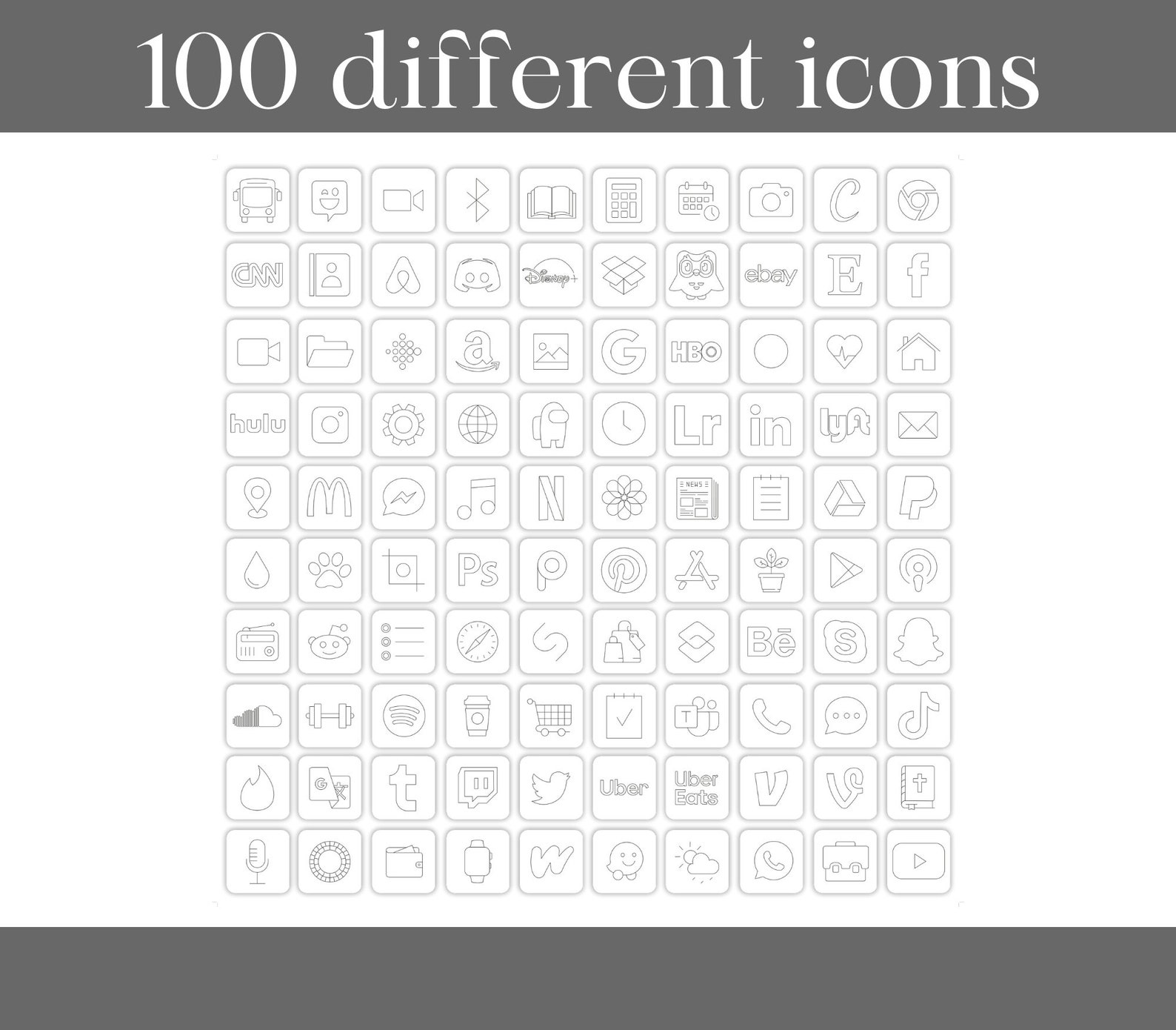100+ MINIMALISTIC WHITE App Icons | Digital Handmade Ios Icons | Ios 14 ...