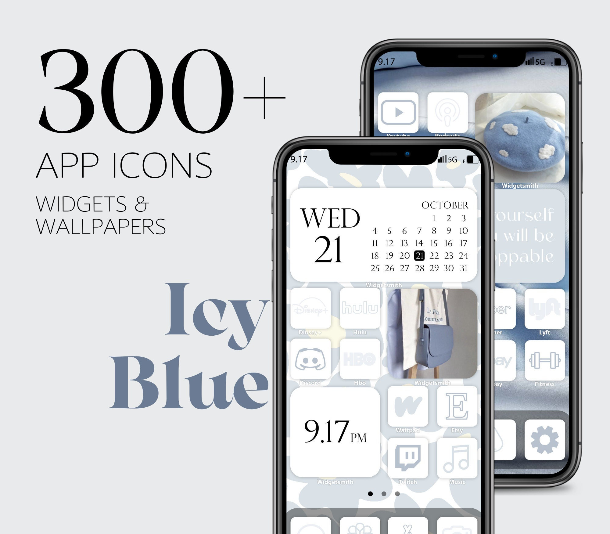 WHITE-ICY BLUE App Icon Pack Digital Selfmade Ios Icons 300 White ...