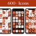 BURNT ORANGE App Icon Pack Handmade Digital Ios Icons Dark - Etsy