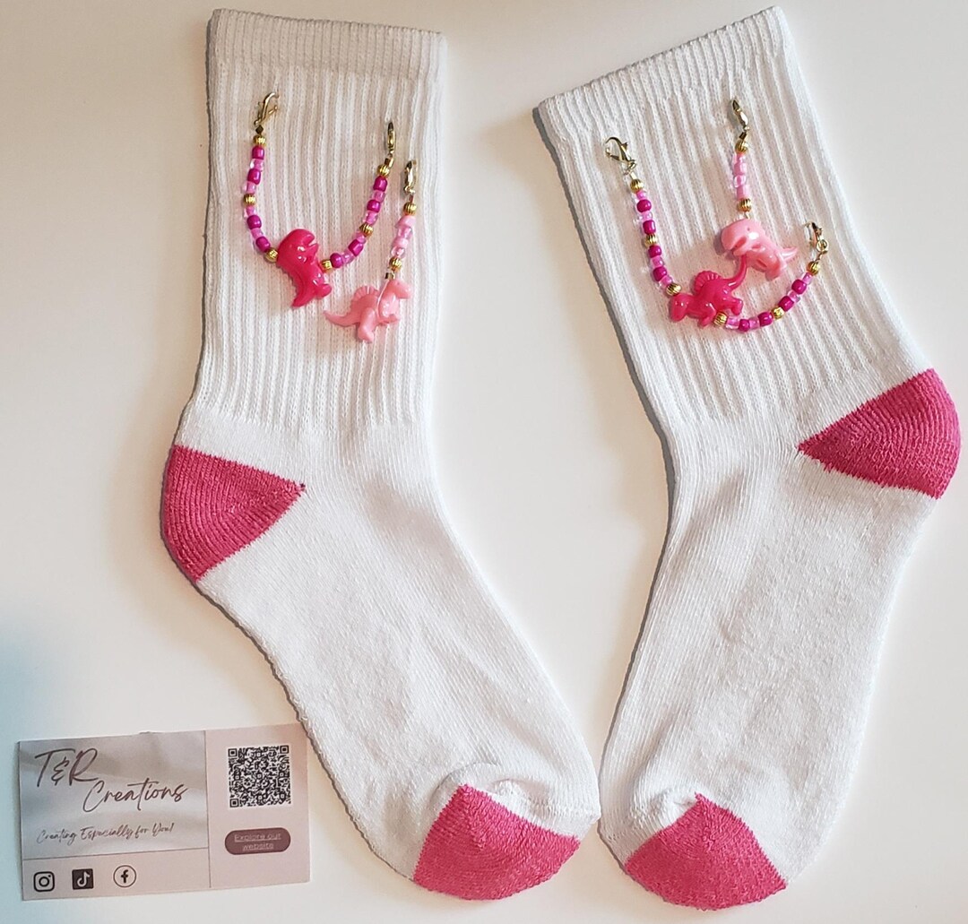 2pcs Colorful Socks Chains, Dinosaur Girl Color Chains, Pearl Socks ...