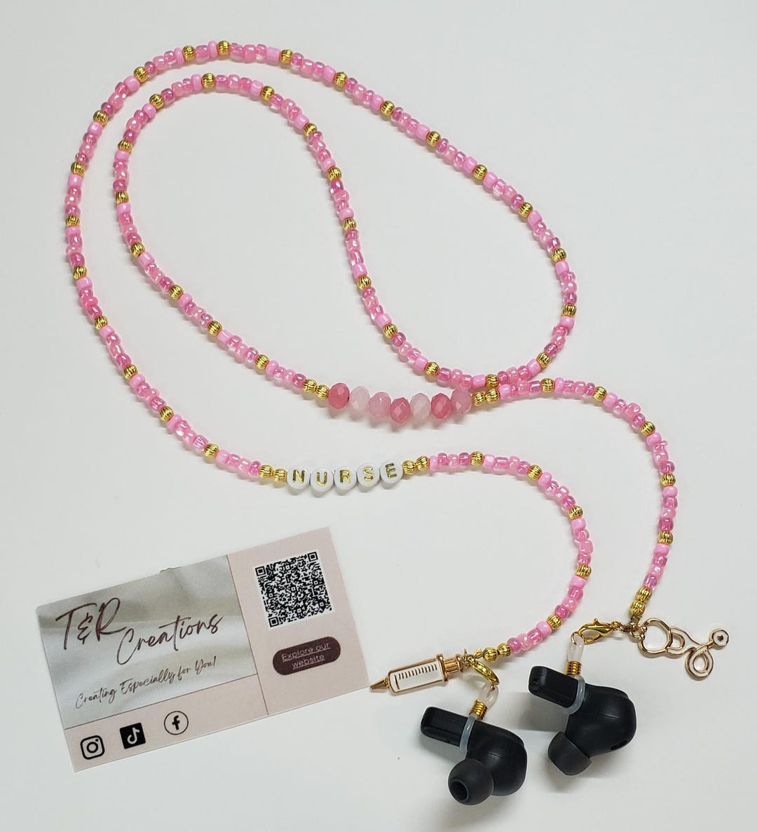 Custom Earbuds Chain. Earbuds Beaed Chain. Airpods Chain Holder. - Etsy