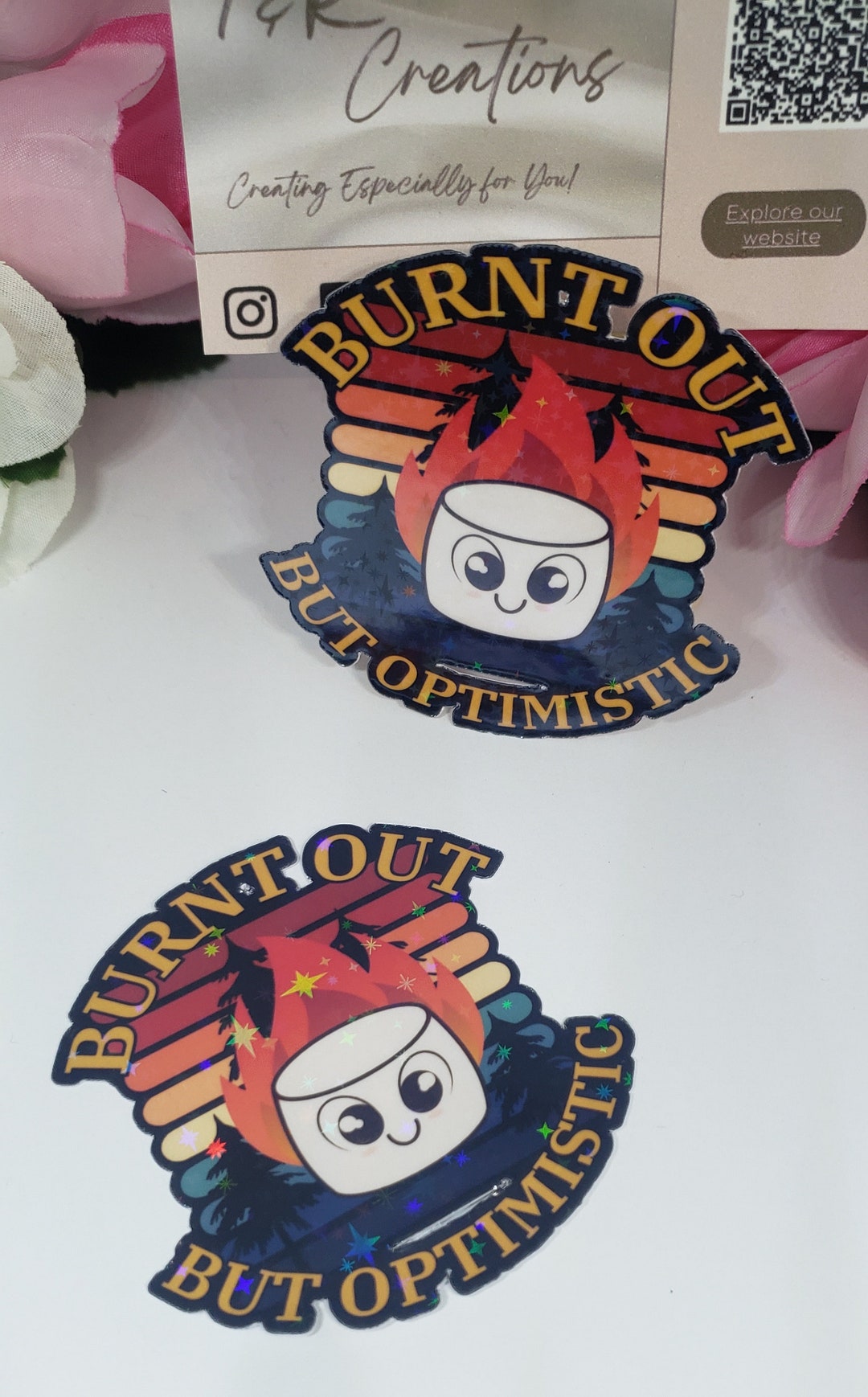 Burnt Out Holographic Vinyl Sticker: Funny Work Humor Decal - Etsy