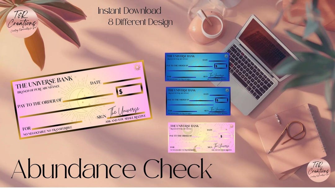 Universe Bank Check Printable | Manifestation Check | Law of Attraction ...