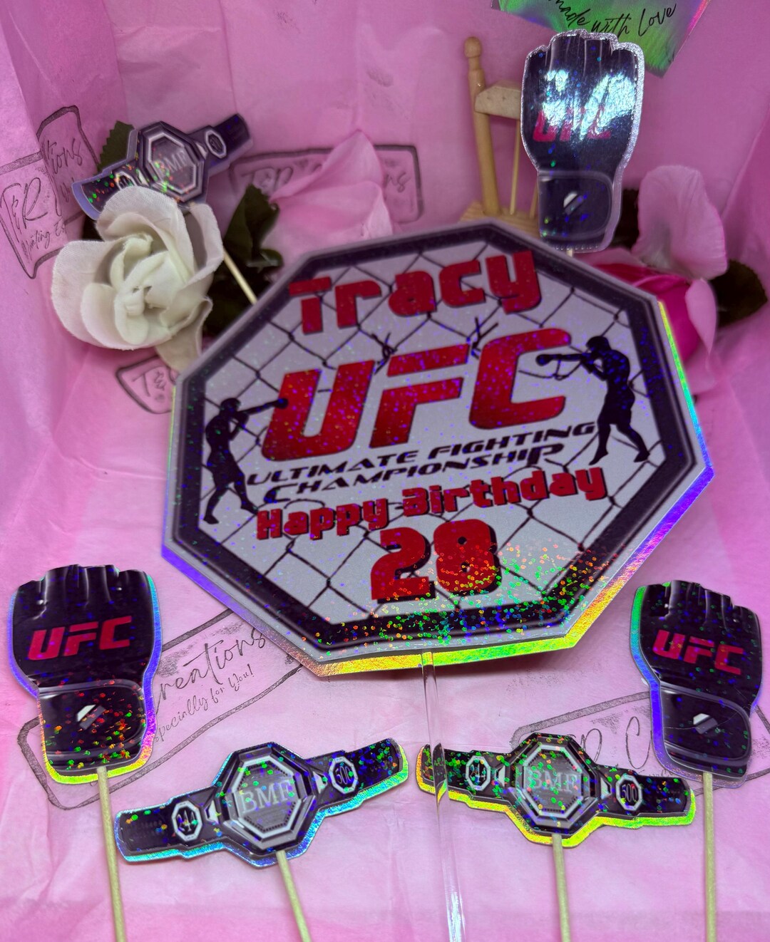 Wrestling Cake Topper/ UFC Cake Topper/ Birthday Personalized/ Boxer ...