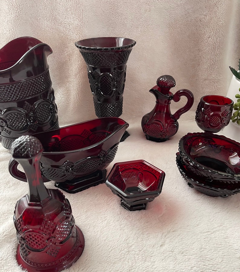 Vintage AVON 1876 Cape Cod Ruby Red Glassware Set – Elegant ...