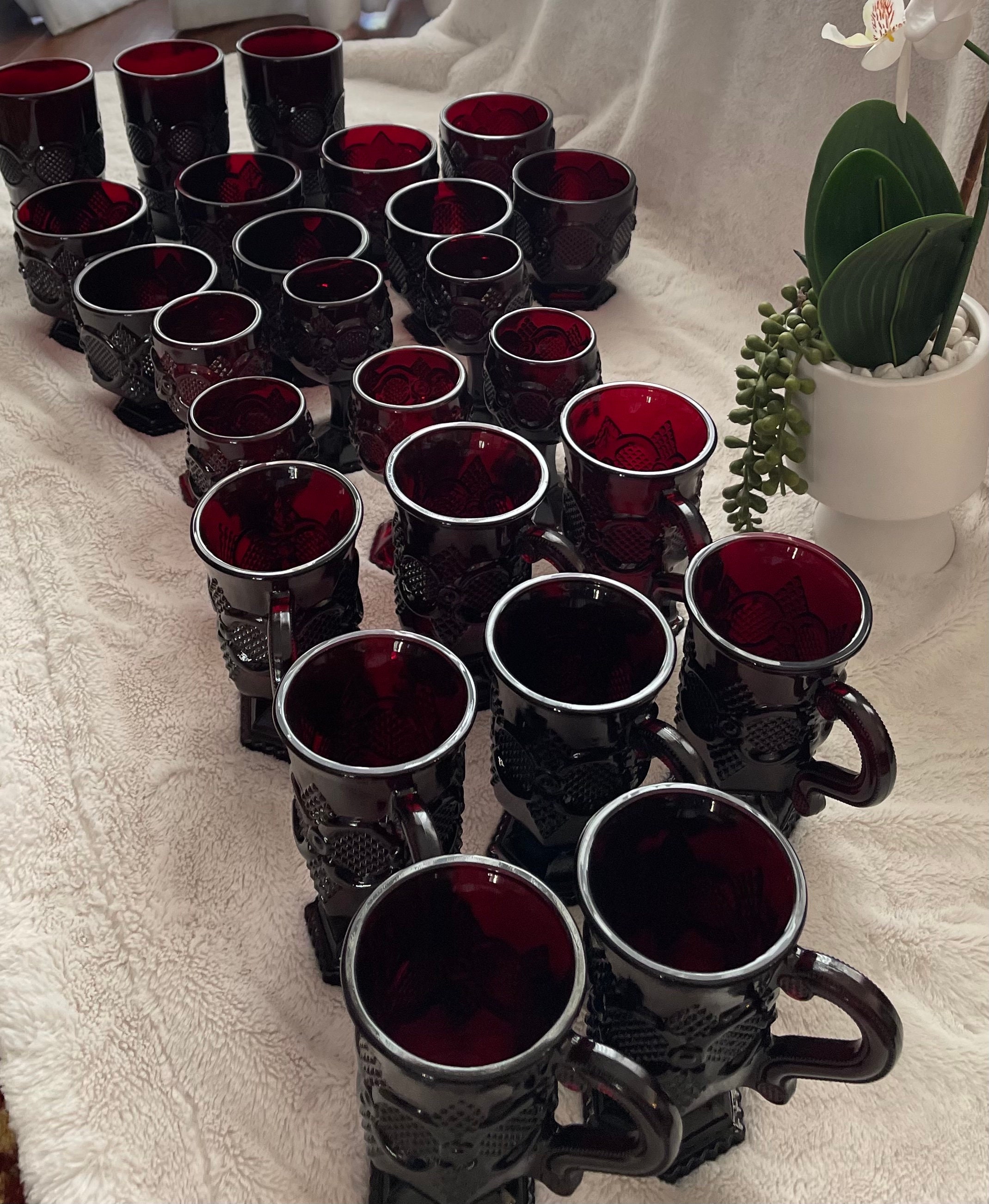 Vintage AVON 1876 Cape Cod Ruby Red Glassware Set – Elegant ...