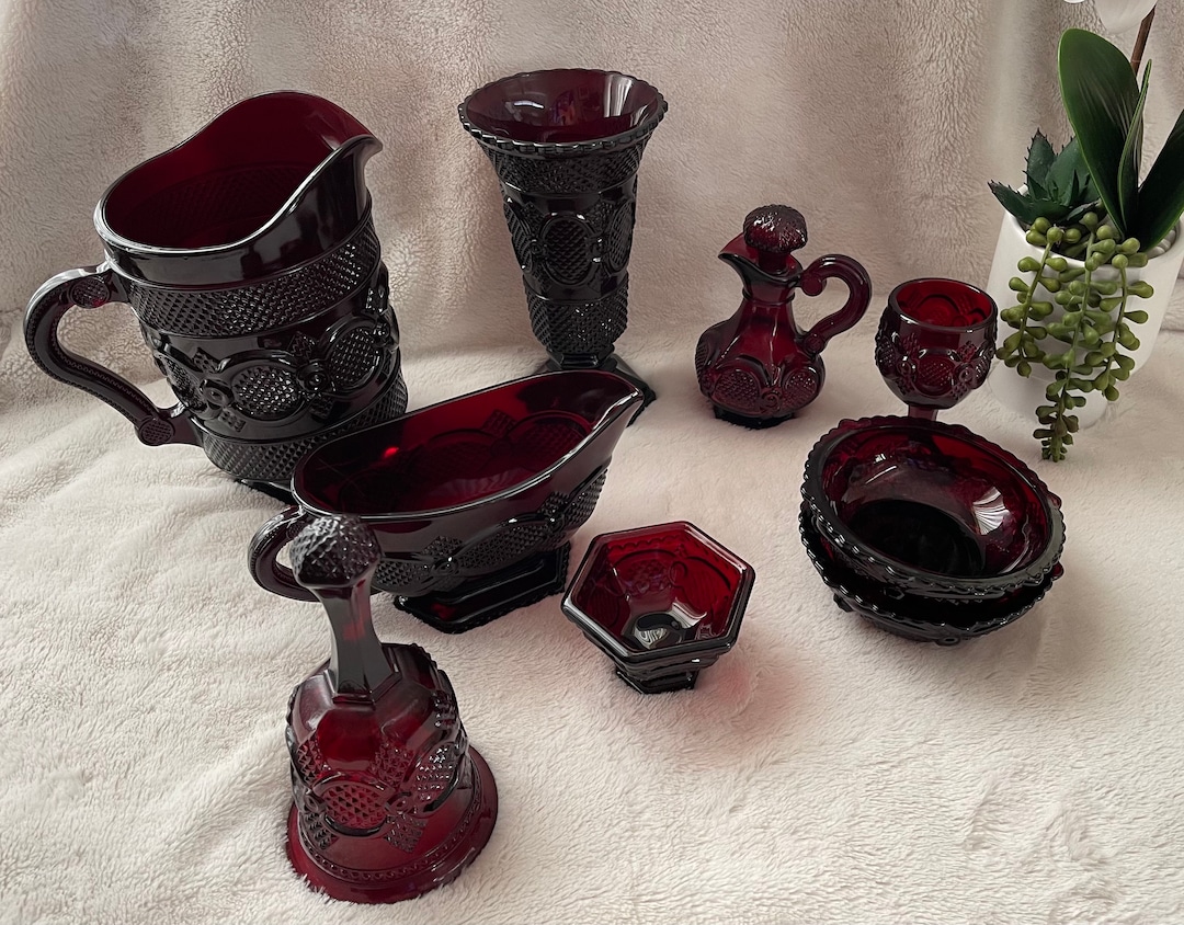 Avon Ruby Red Glassware Crystal Collection 1876 Vintage - Etsy