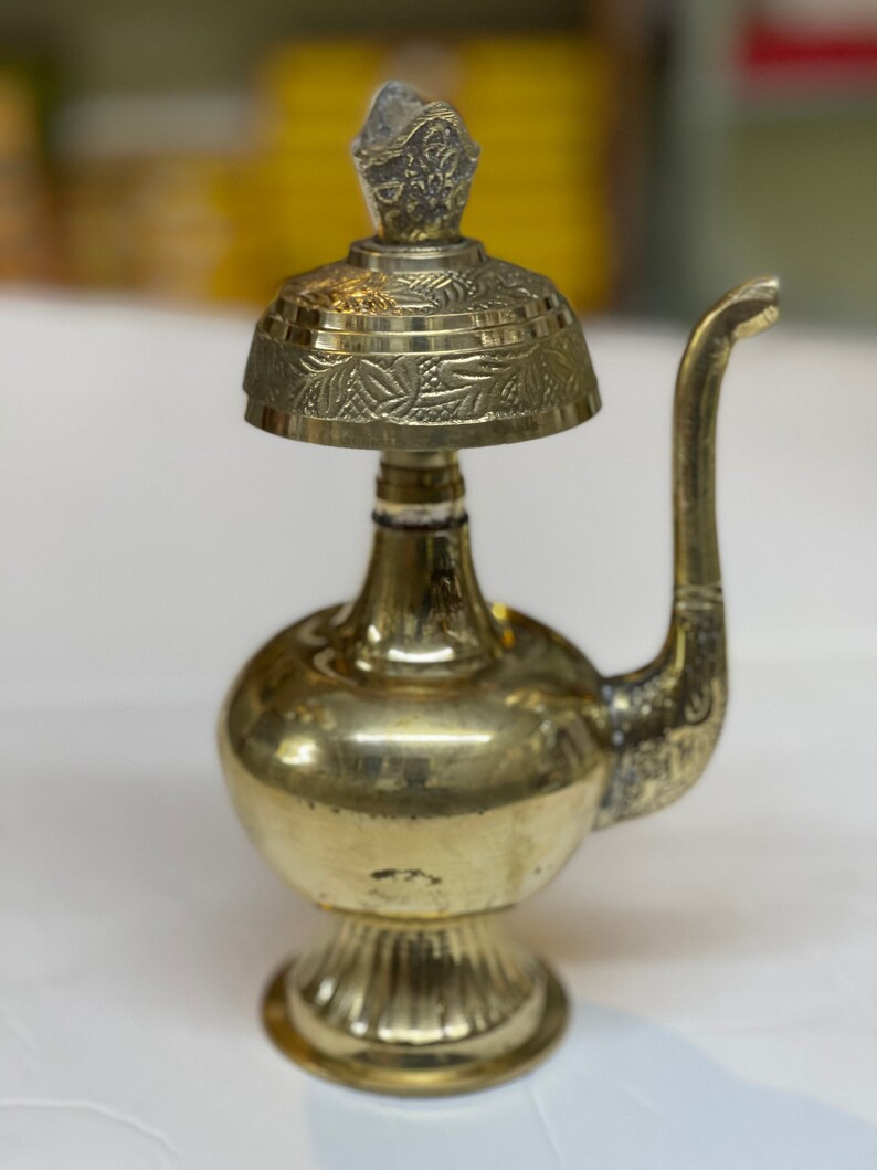 Tibetan Sacred Water Vase With Feather /brass Bumpa / Buddhist - Etsy