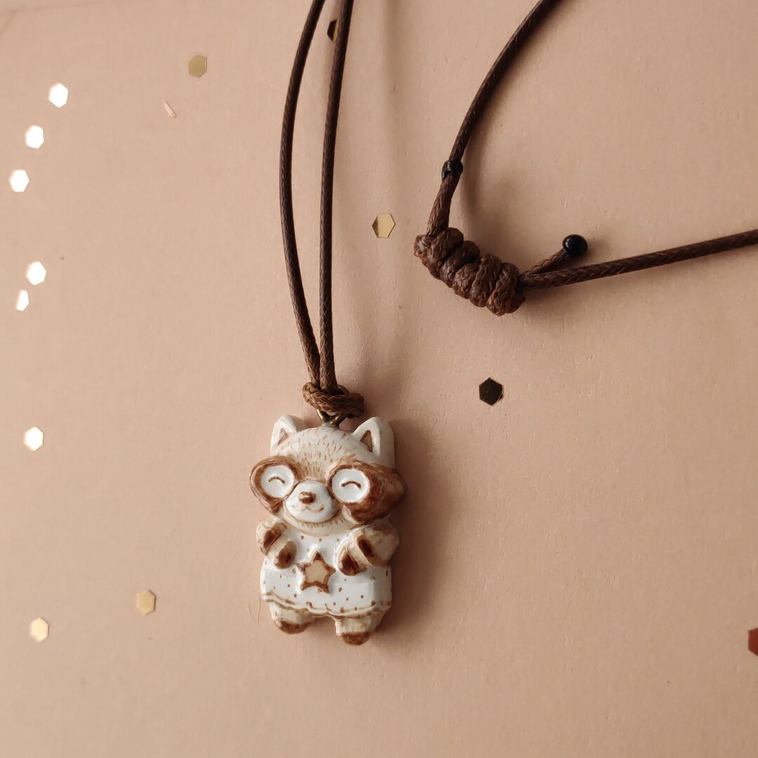 Raccoon Red Panda Clay Keychain Clay Raccoon Necklace Clay Red Panda ...