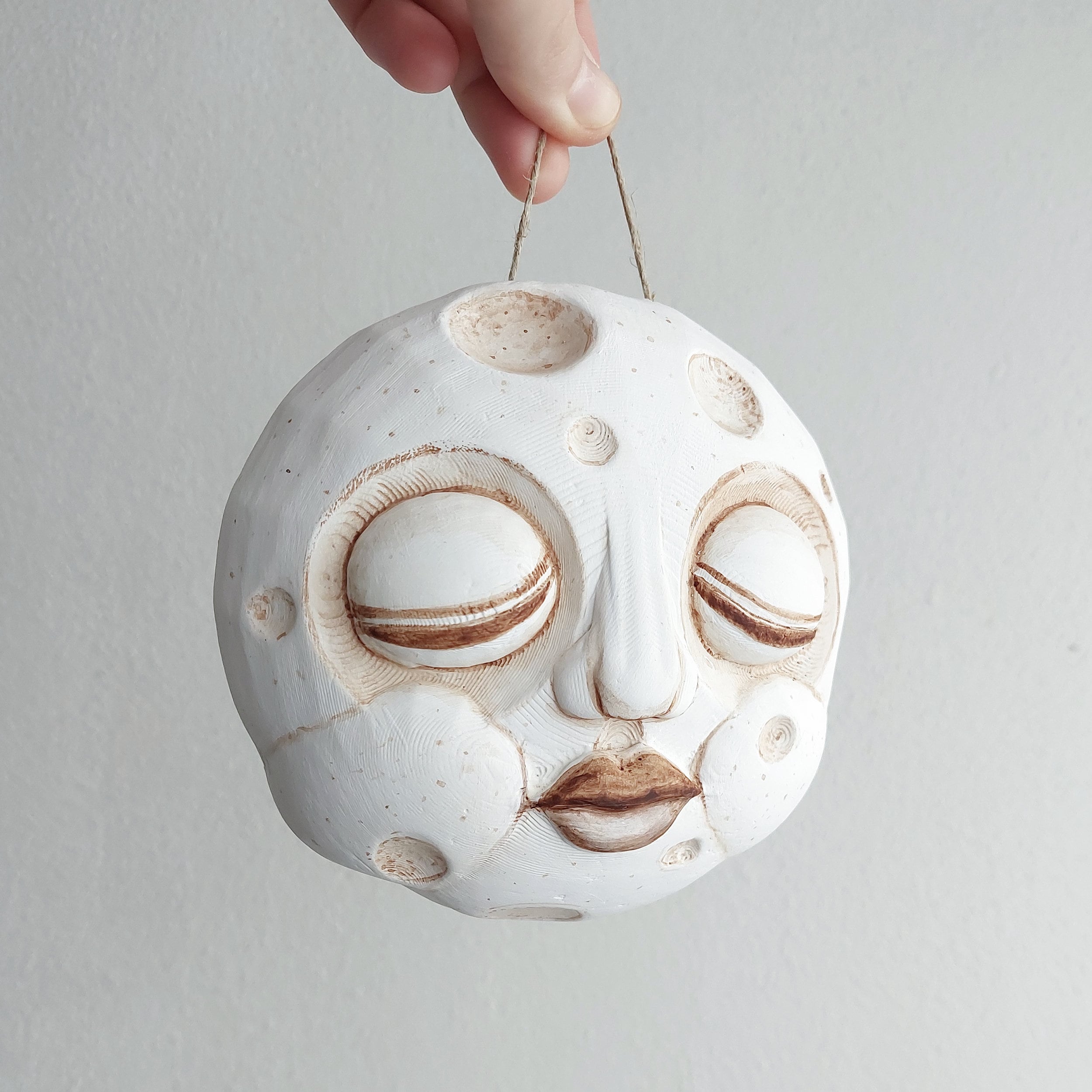 Clay Moon Face Wall Hanging - Boho Lunar Decor - Handmade Wall Art - Etsy