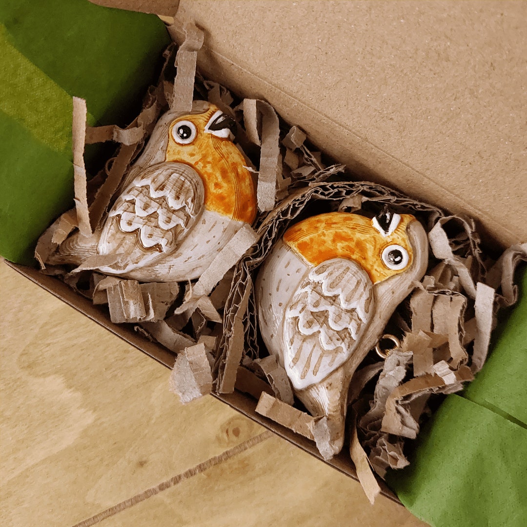 Robin Decor - Primitive Pottery-farmhouse Hanging Decoration - Air Dry ...