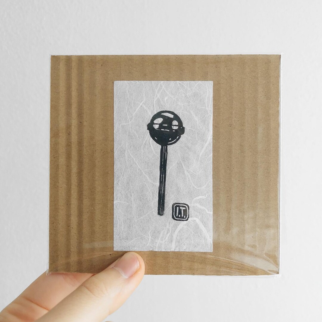 Small Lollipop Linocut Print - Handprinted Candy Illustration - Sweeth ...