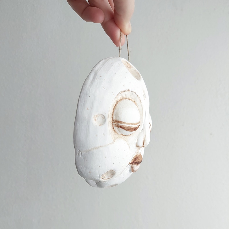 Clay Moon Face Boho Lunar Wall Pendant Air Dry Clay Moon Wall Hanging ...