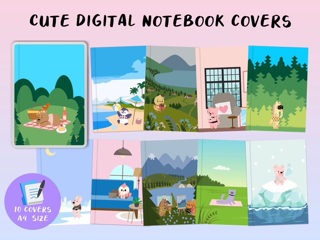10 Cute Digital Notebook Covers - PDF, Goodnotes, Printable - Etsy