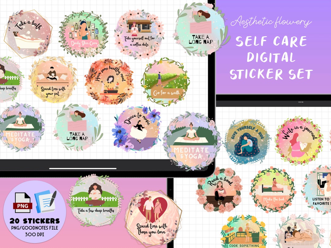 Self Care Digital Stickers Bundle - Goodnotes, PNG, Instant Download - Etsy
