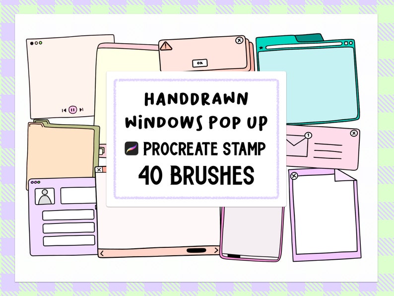 Handdrawn Windows Pop-up Procreate Stamp Widget Brush Set - Etsy