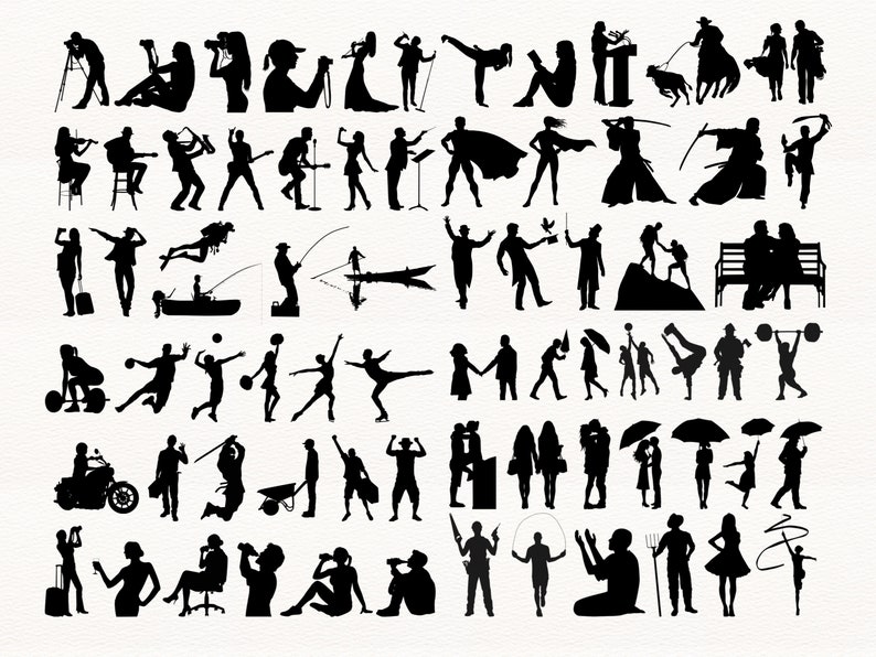 300 People Silhouette Procreate Stamp Brush Set - Etsy