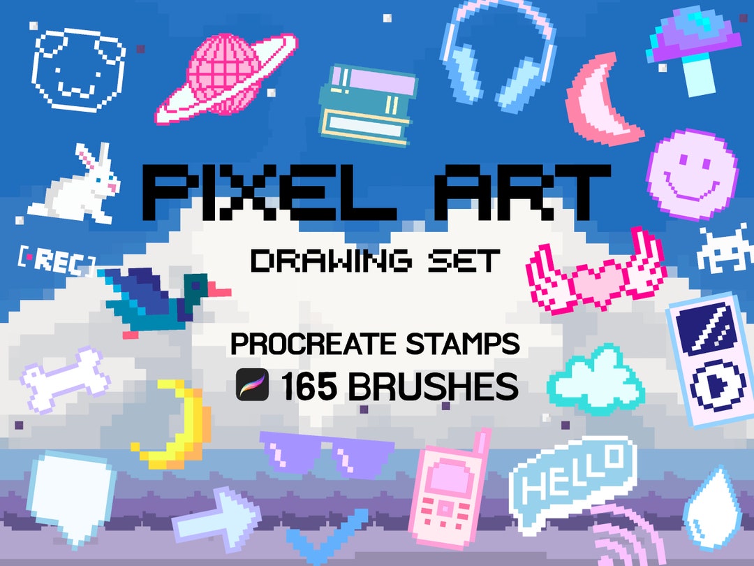 Pixel Art Drawing Procreate Brush Set - Etsy