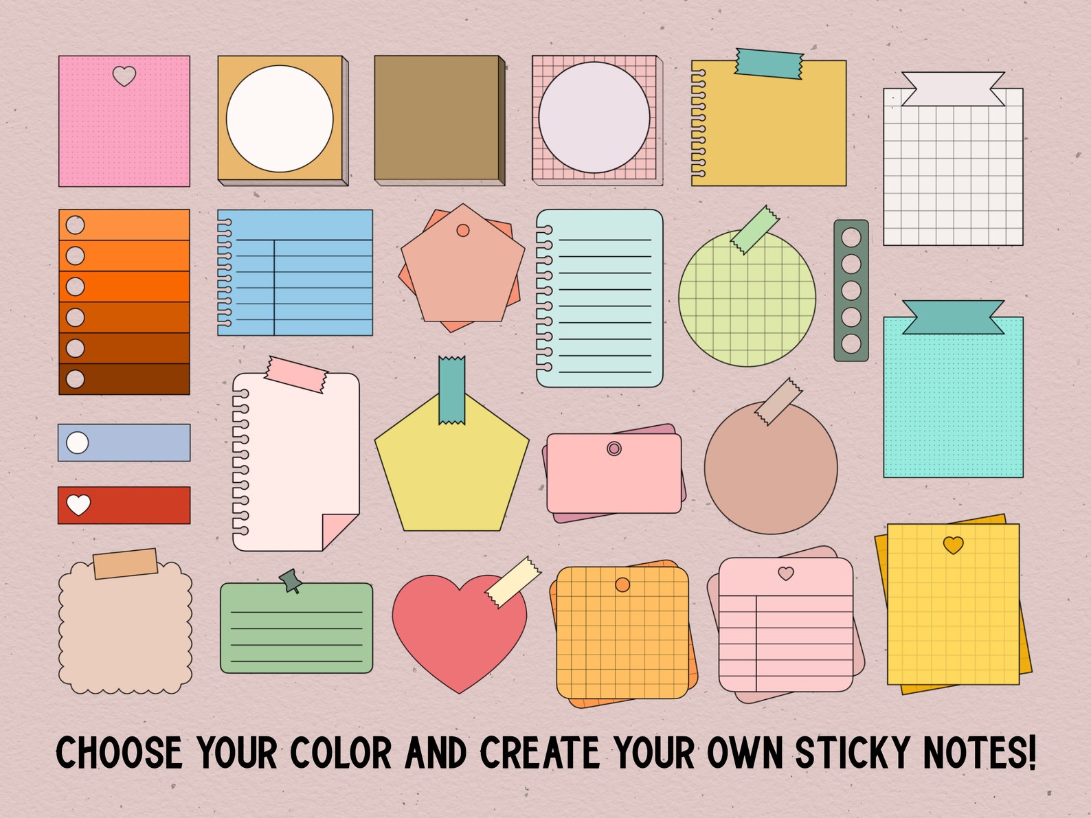 Sticky Notes & Digital Stickers Procreate Stamp Brush Set - Etsy