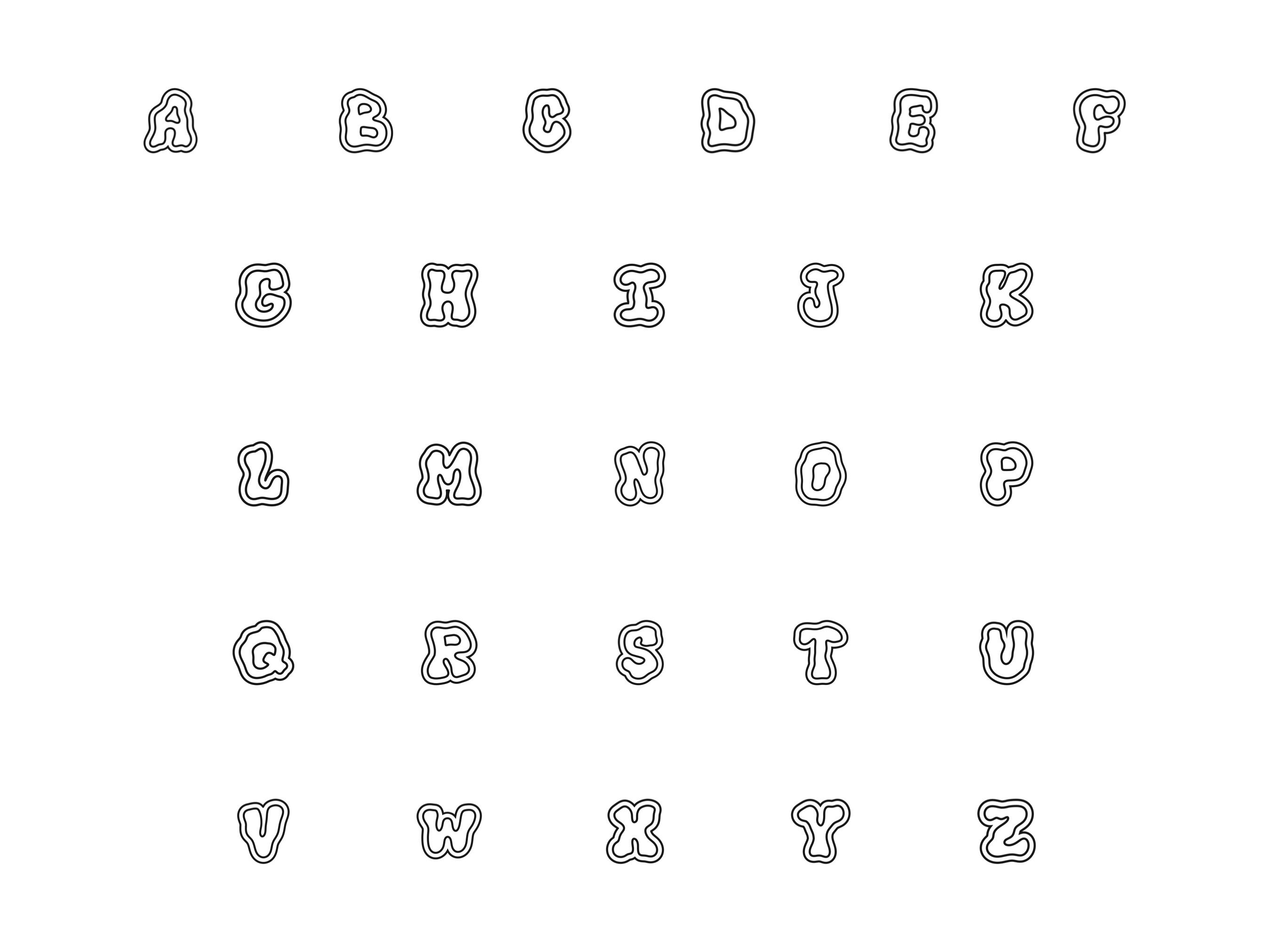 Groovy Outlined Alphabet Letter Procreate Stamp Brush Set - Etsy