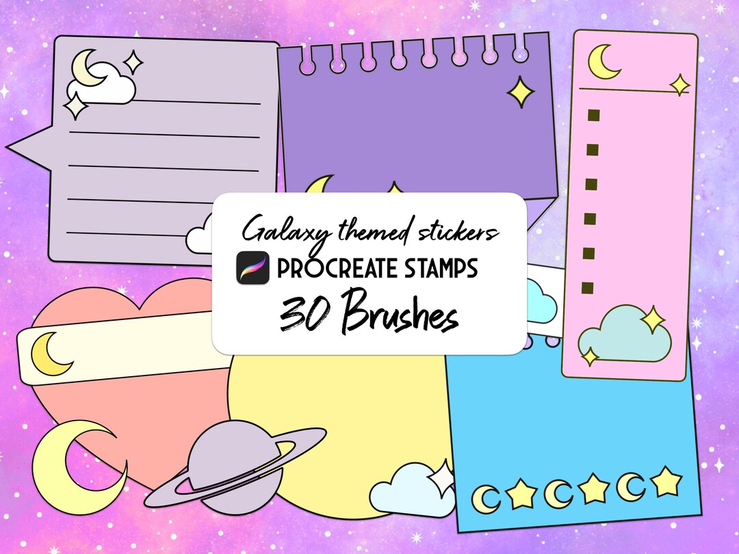 Galaxy Themed Digital Stickers Procreate Stamp Brush Set - Etsy