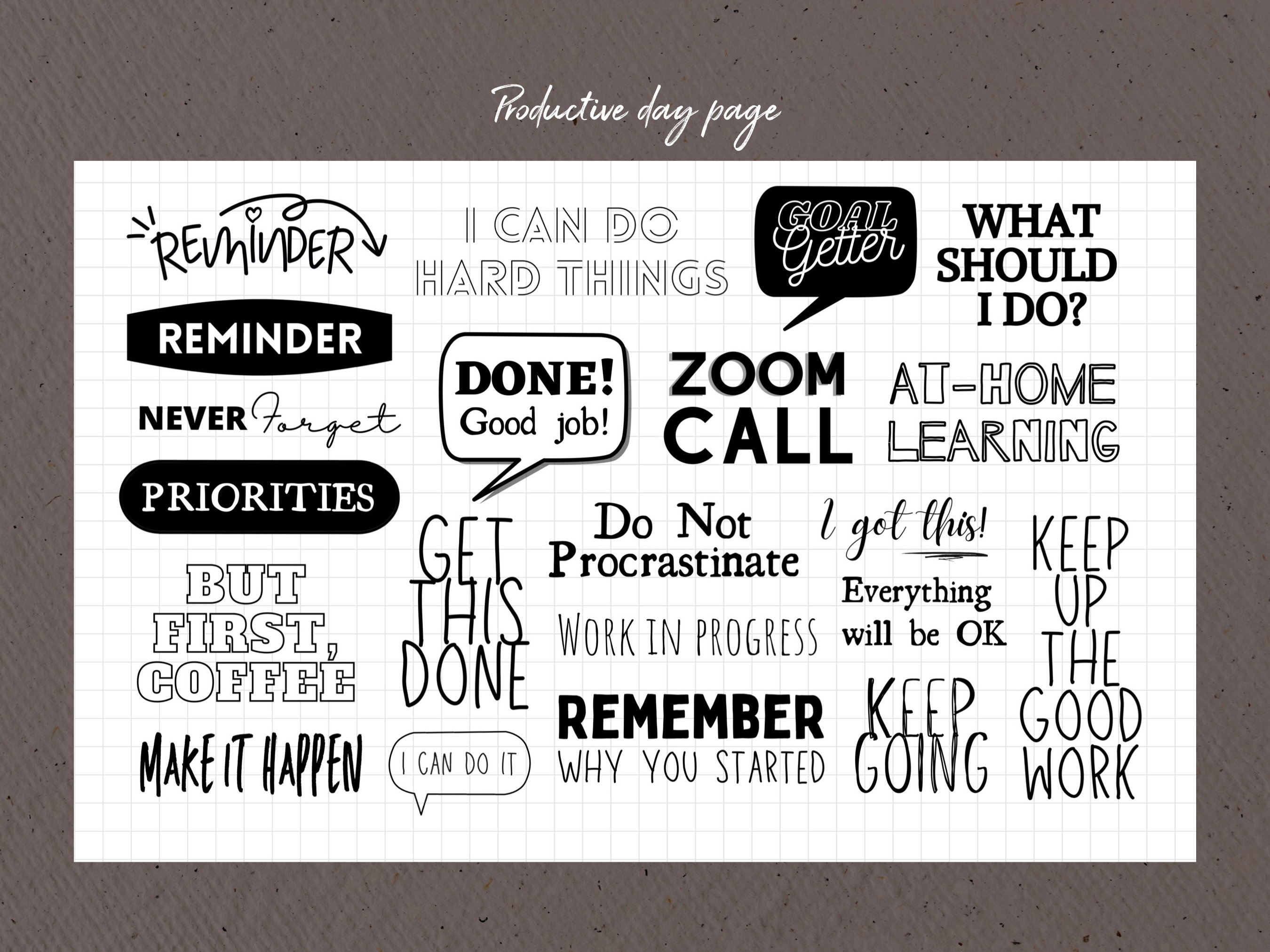 Planner & Scrapbook Word Art Digital Stickers Set, Png, Goodnotes - Etsy