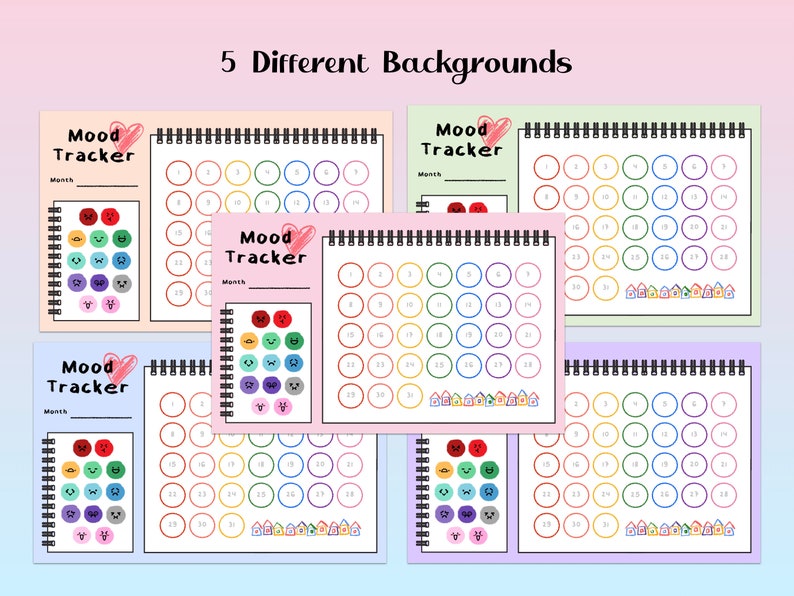 Digital Monthly Mood Tracker With Pre-cropped Emoji Stickers ...