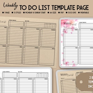 Weekly to Do List Template - A4 Size, PDF, Goodnotes, Printable - Etsy ...