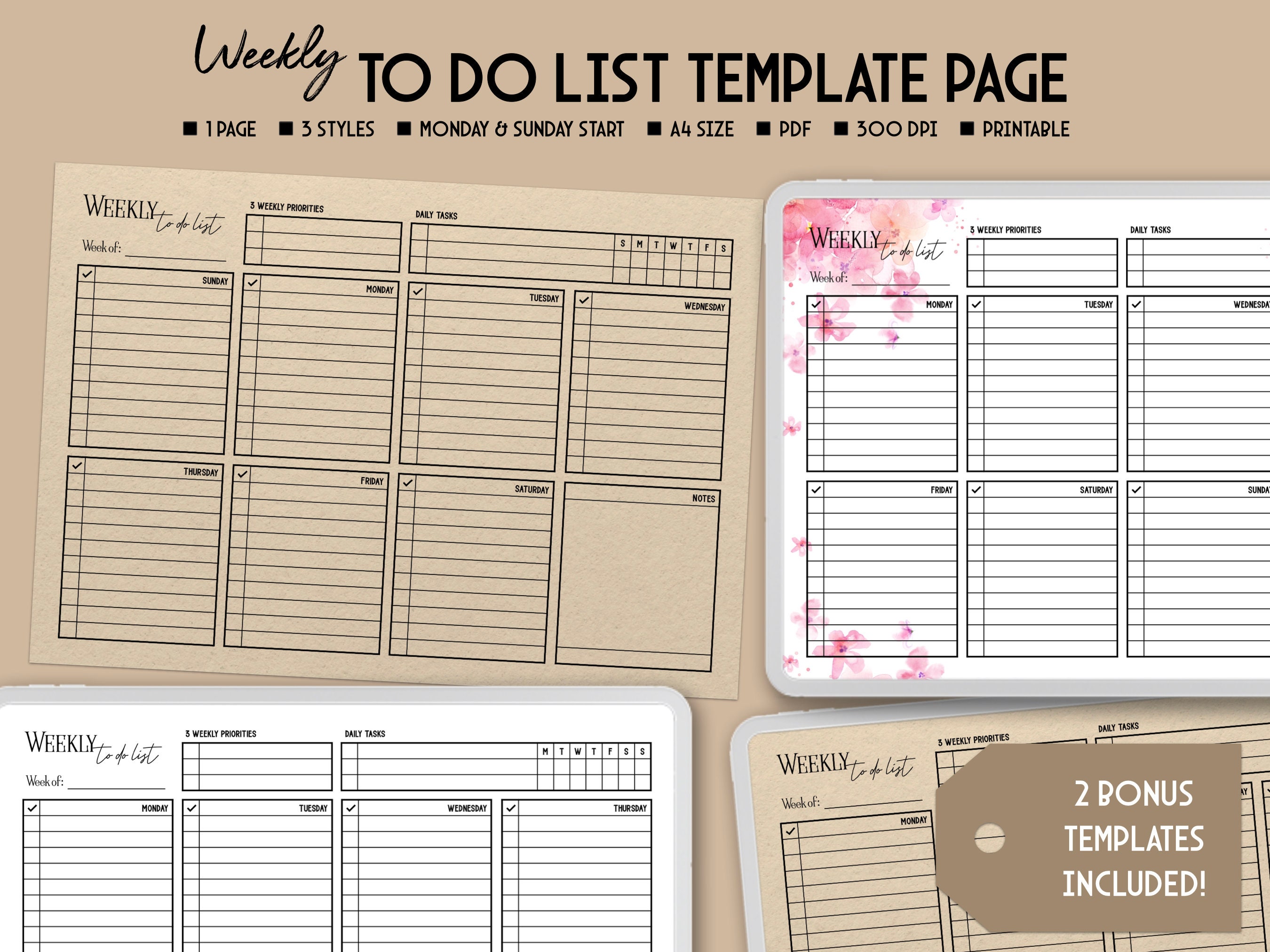 Weekly to Do List Template A4 Size PDF Goodnotes - Etsy Canada