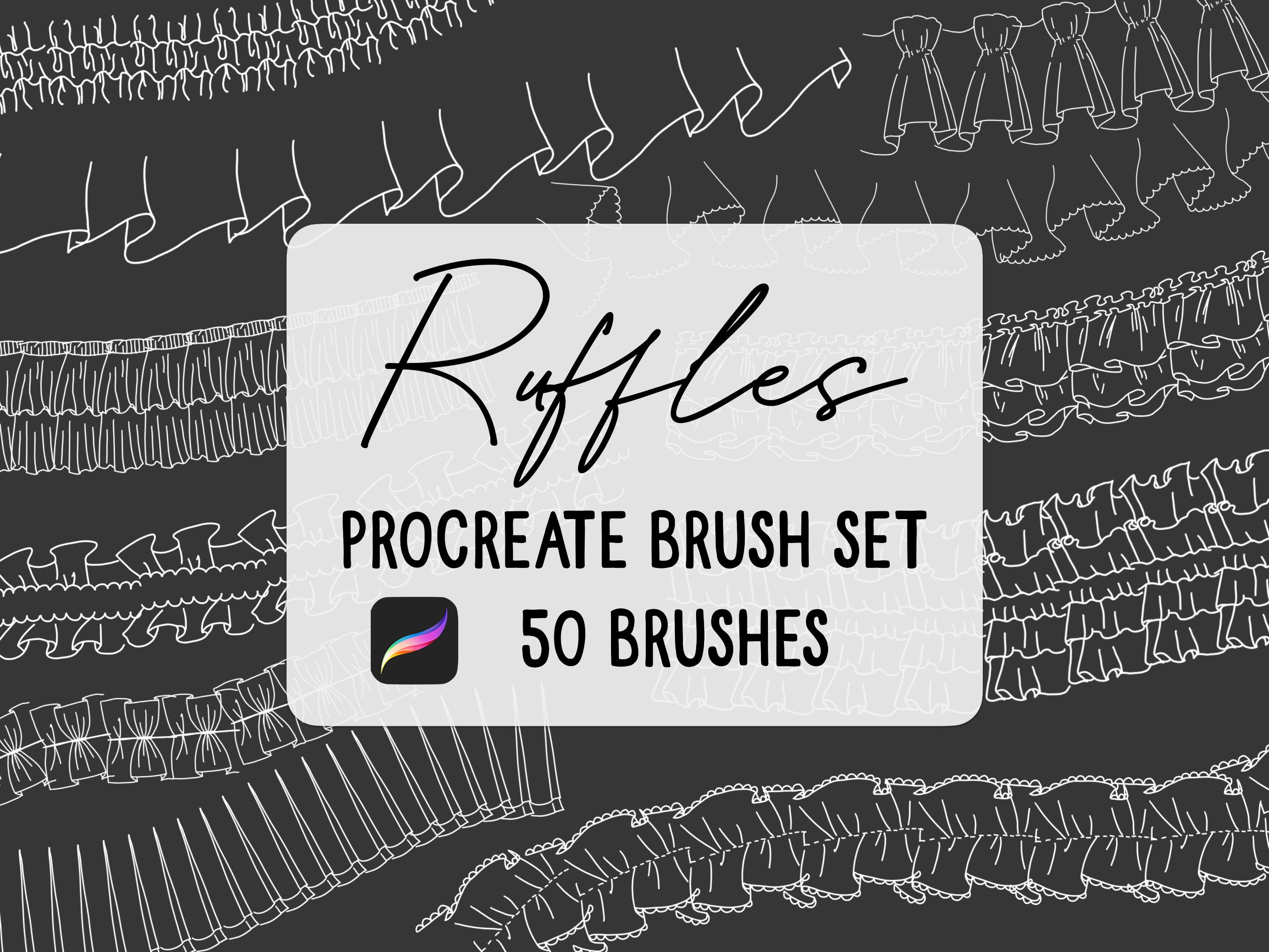 Ruffle Lines Procreate Brushes Set - Etsy
