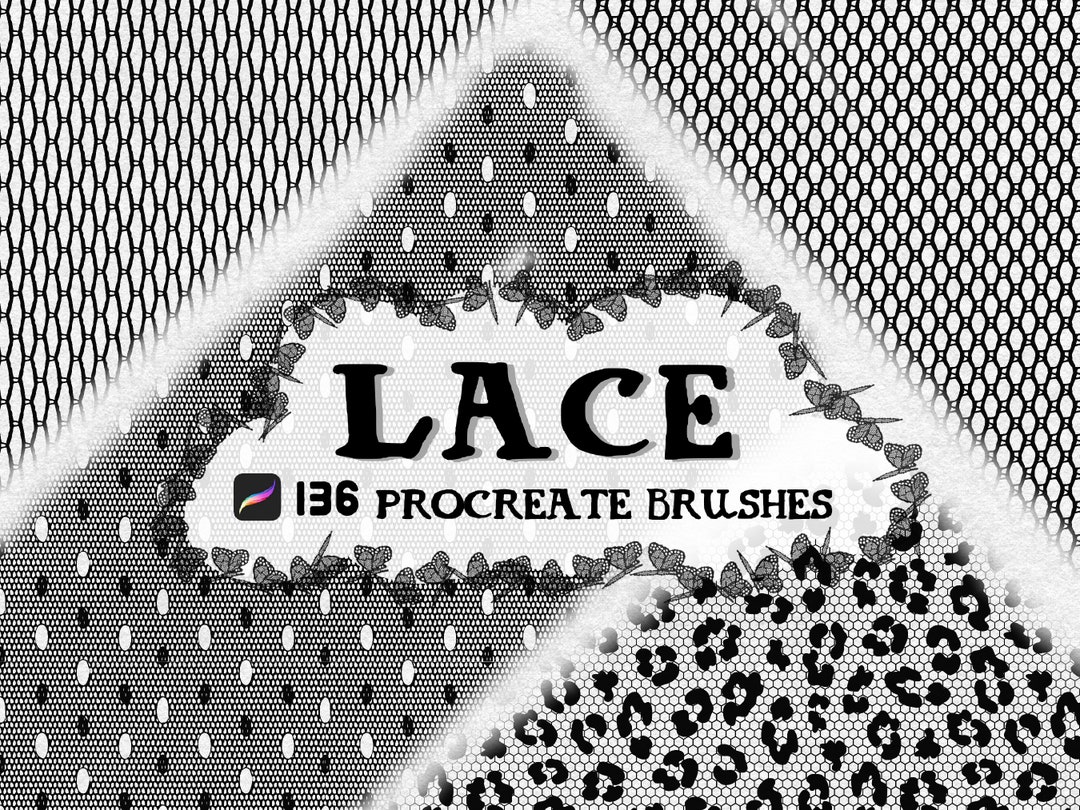 Lace Patterns, Lines & Frames Procreate Stamp Brush Set, Mesh, Fishnet ...