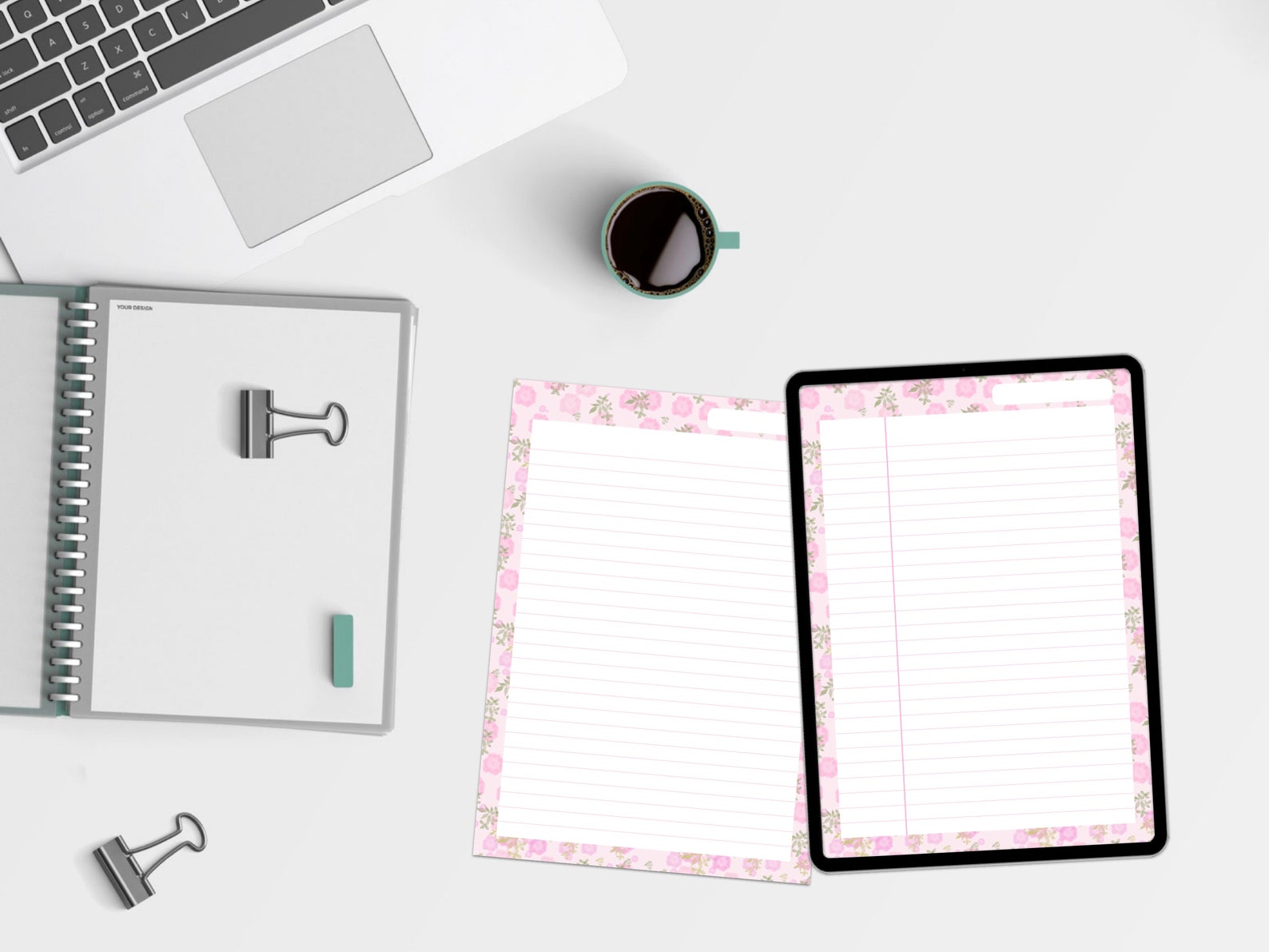 Aesthetic Flower Digital Notes Template Printable A4 US | Etsy