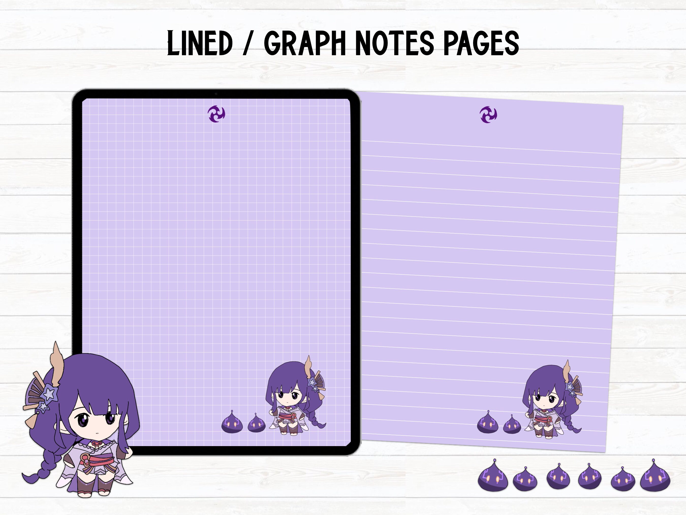 Genshin Impact Raiden Shogun Monthly Planner & Note Templates Kit ...