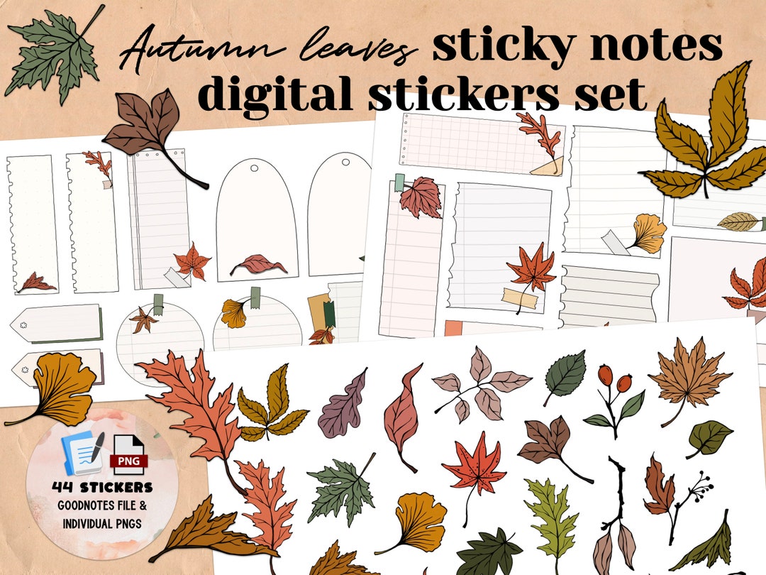 Autumn Leaves Digital Stickers Set - Goodnotes File, Individual PNG - Etsy
