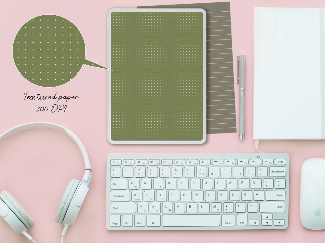Textured Green Digital Notes Template - Printable, A4, US Letter ...
