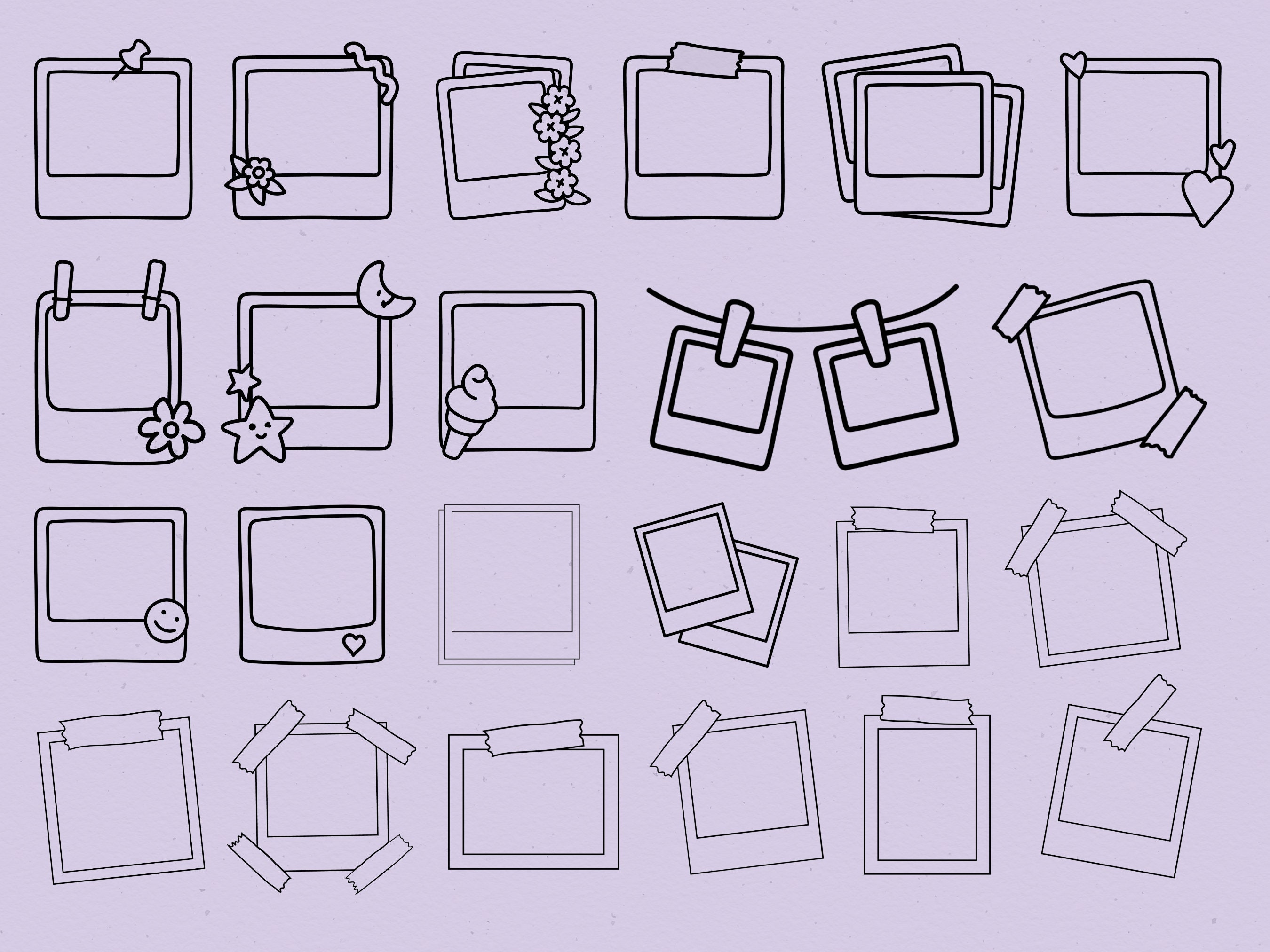 100 Photo Frames & Films Procreate Stamp Brush Set - Etsy