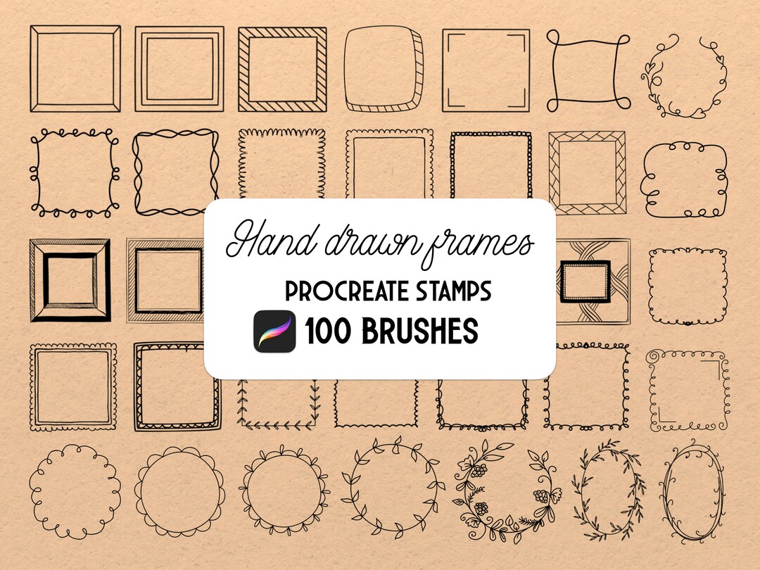 100 Hand Drawn Frames Procreate Stamp Brush Set - Etsy