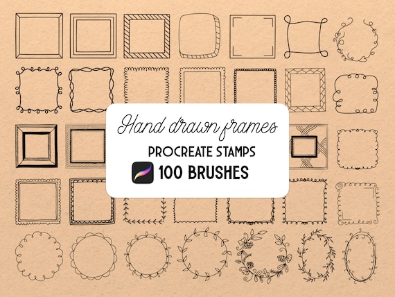 100 Hand Drawn Frames Procreate Stamp Brush Set - Etsy