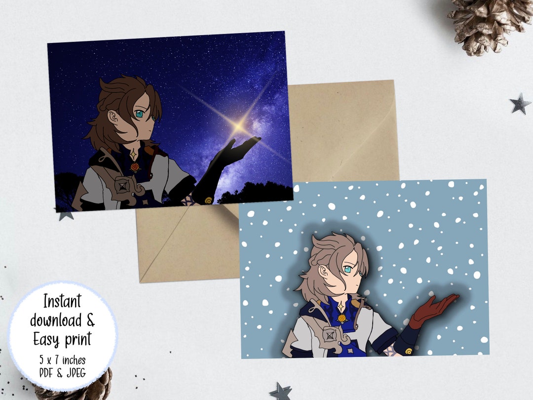 Genshin Impact Albedo Greeting Cards Set 2 - PDF, JPG, Fanmade - Etsy