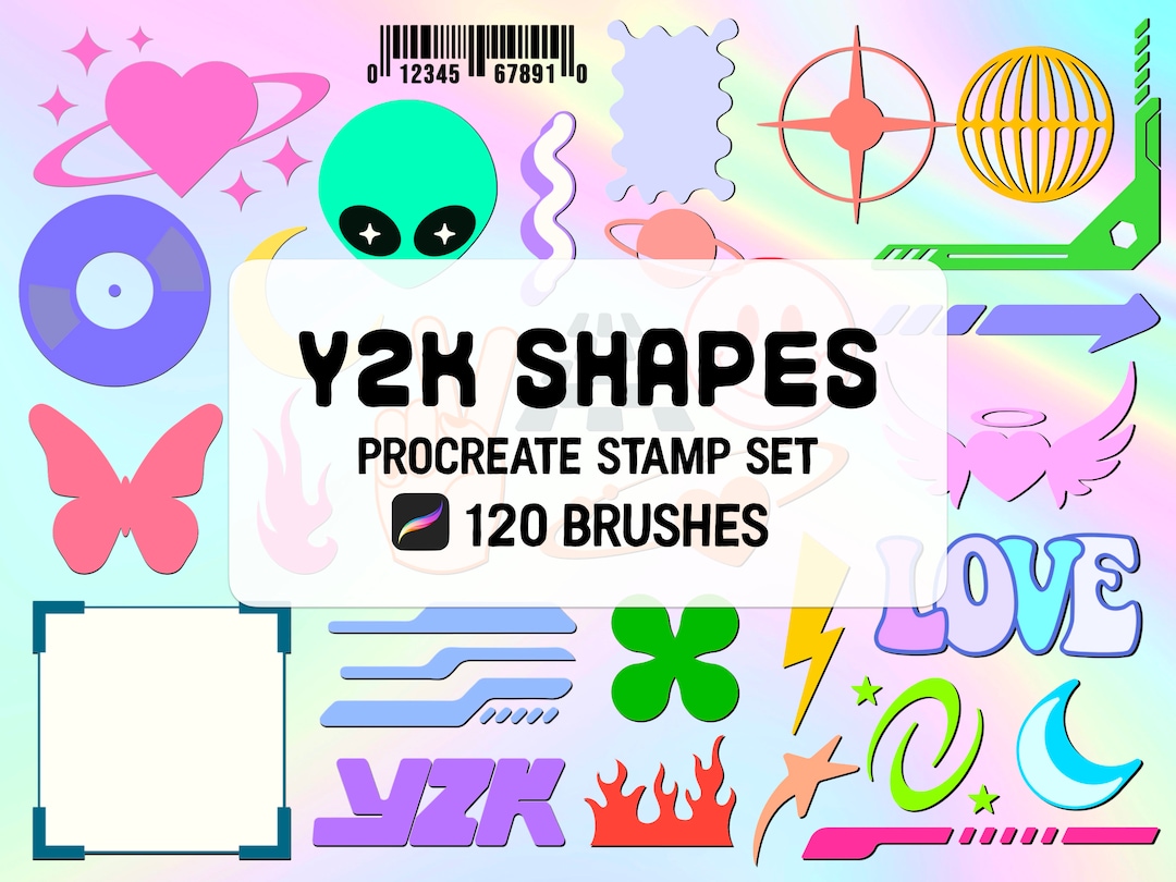 Y2K Shape Silhouette Procreate Stamp Brush Set - Etsy