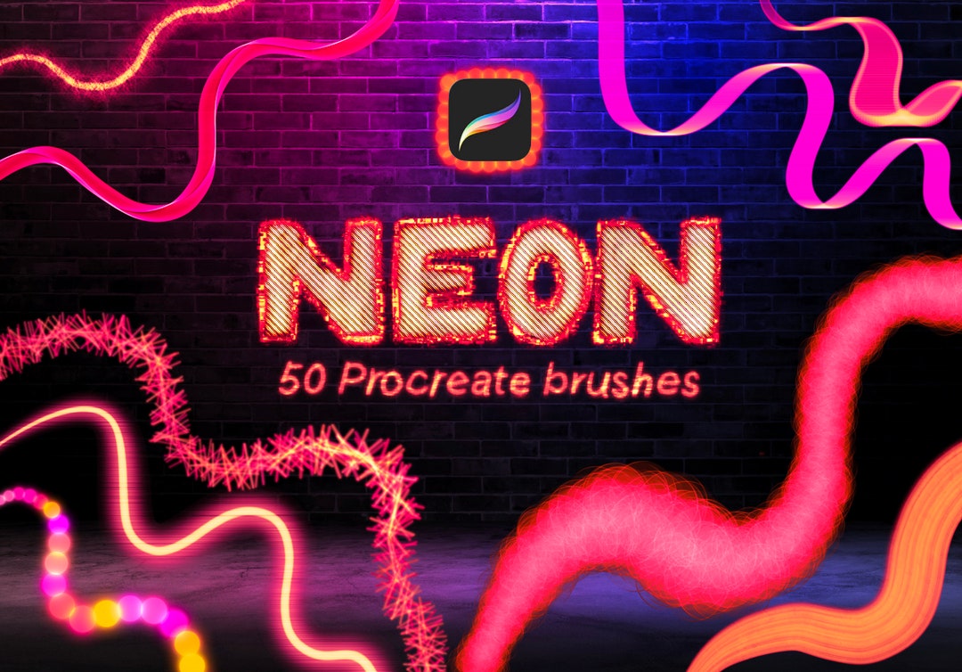 Neon & Light Pen Procreate Brush Set, Holographic, Iridescent, Glitter ...