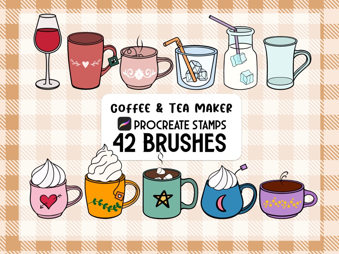 Coffee & Tea Maker Procreate Stamp Brush Set - Etsy