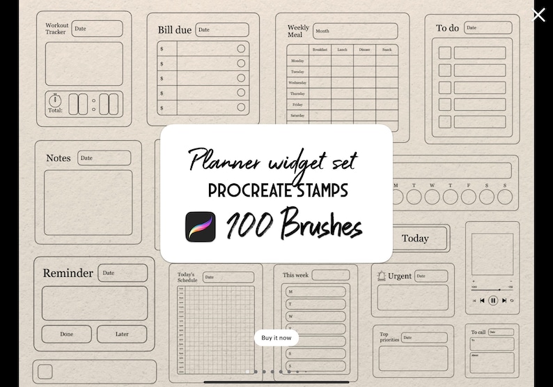 Ultimate Planner DIY Bundle Procreate Stamp Brush Set - Etsy