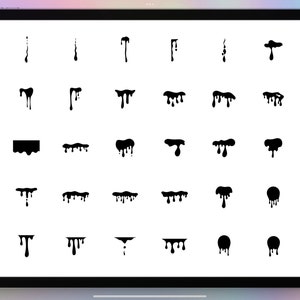 Drip Procreate Stamp Brush Set, Paint, Watercolor, Dripping, Blood ...