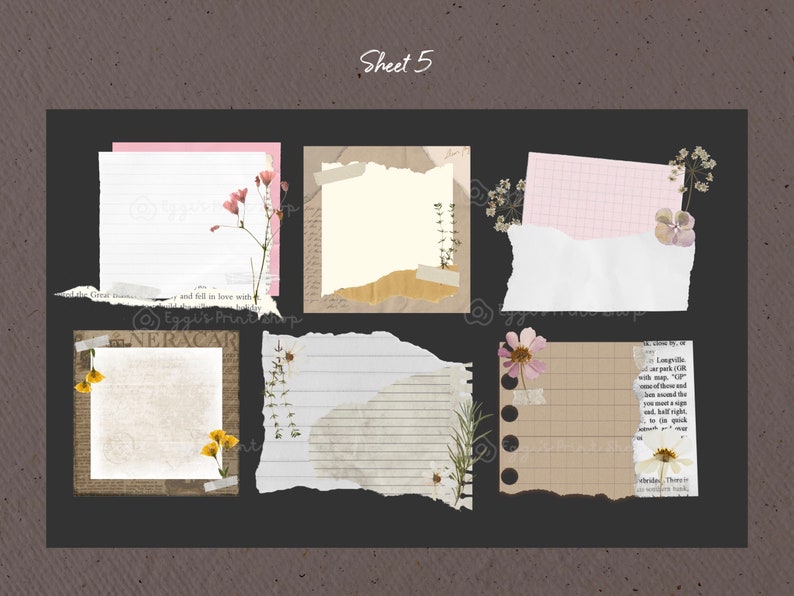 Vintage Torn Paper Digital Stickers Set Sticky Notes Washi - Etsy